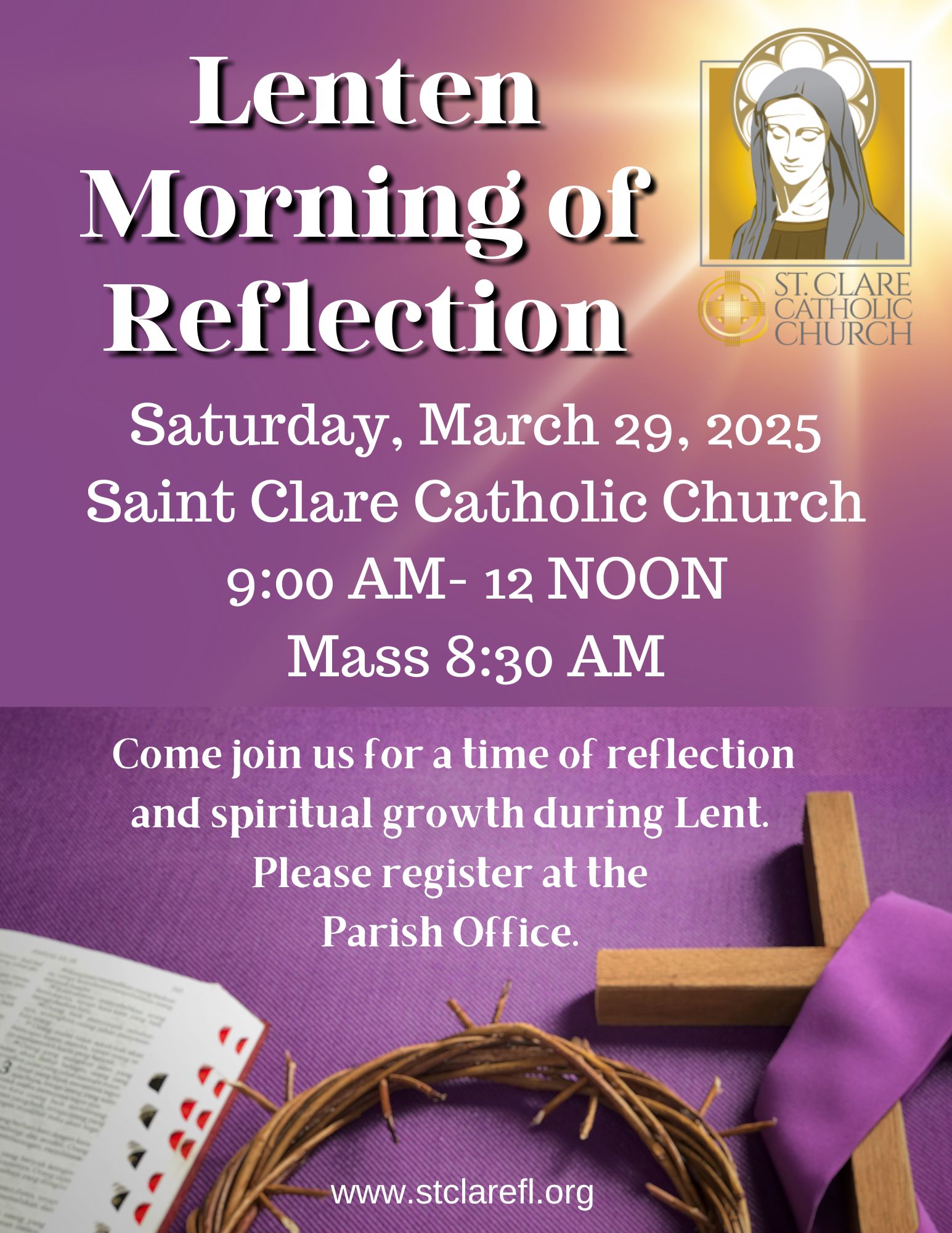 Lenten Morning of Reflection – Saint Clare Catholic Church